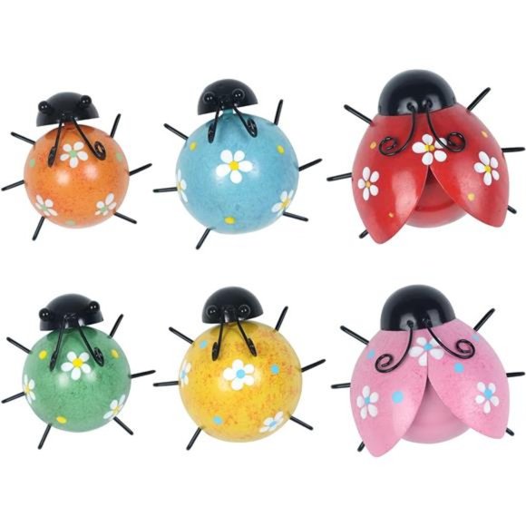 Accents | Metal Ladybugs Outdoor Wall Decor 6 Pack Wall Art Garden ...